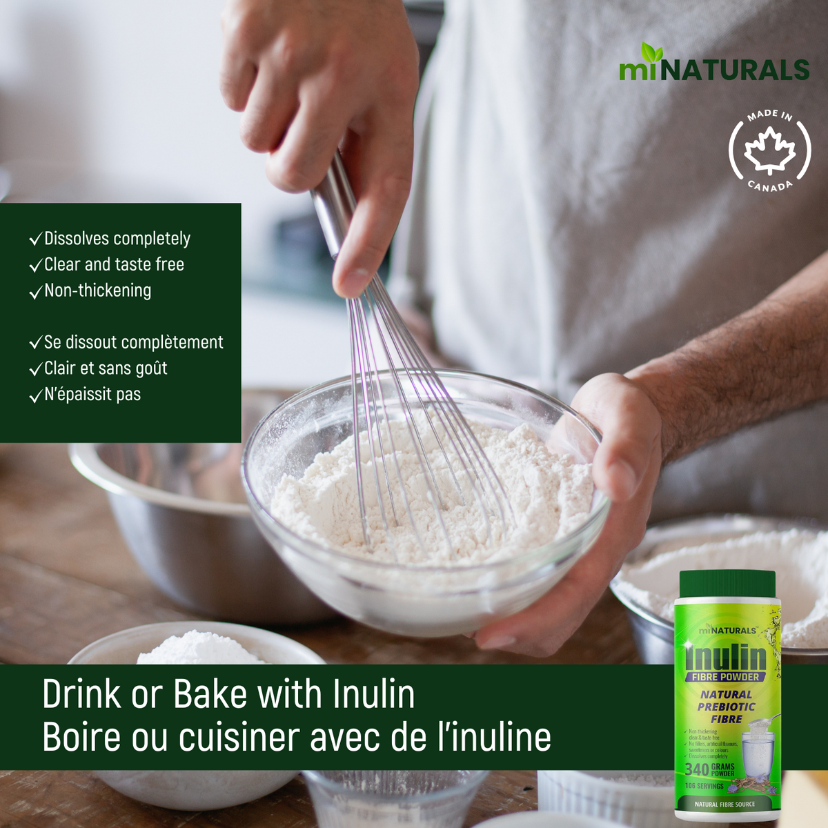 Pure Inulin Fiber Powder - Natural Prebiotic Fibre Supplement (340g