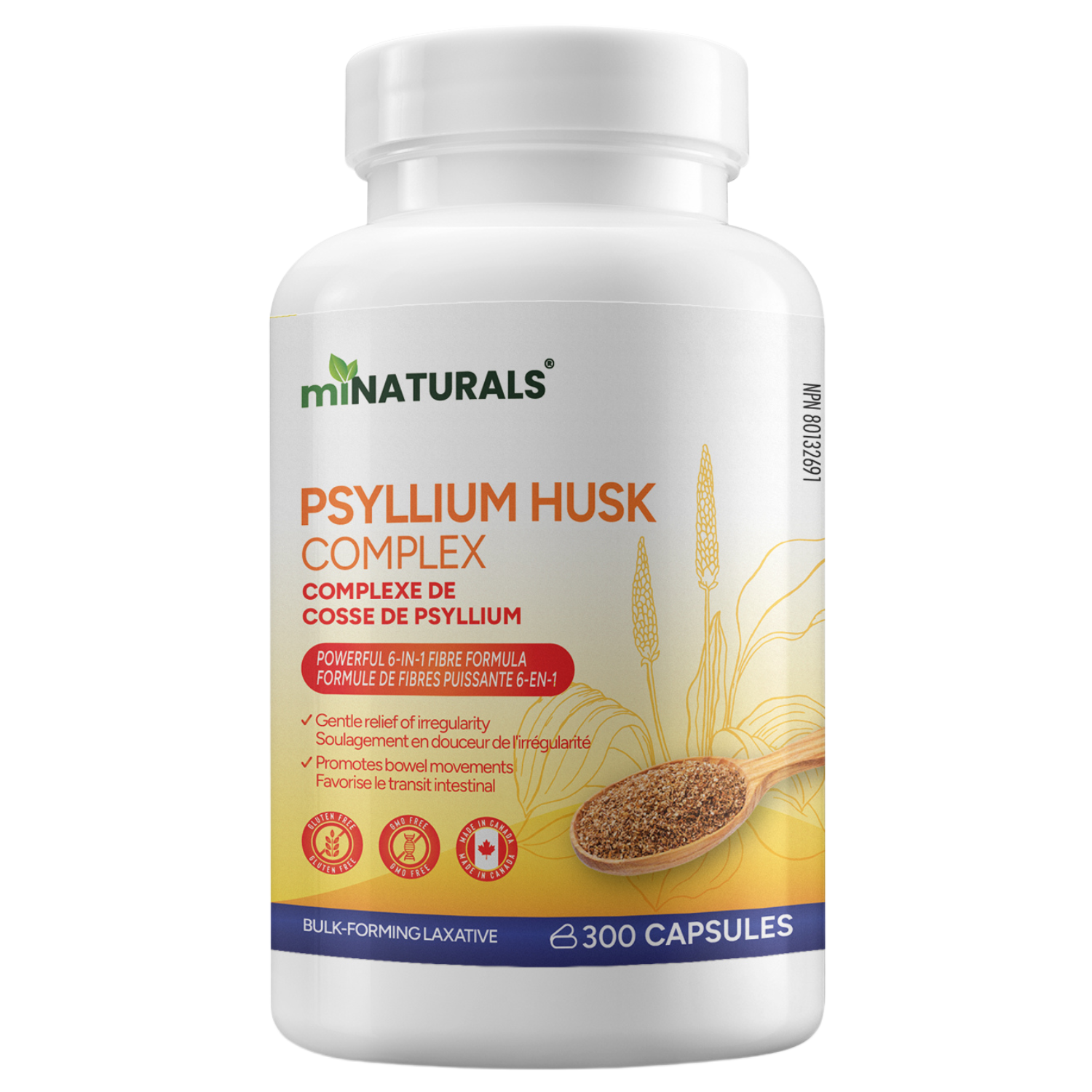 Psyllium Husk Fibre Capsules - 300 ct | mifibe 🇨🇦